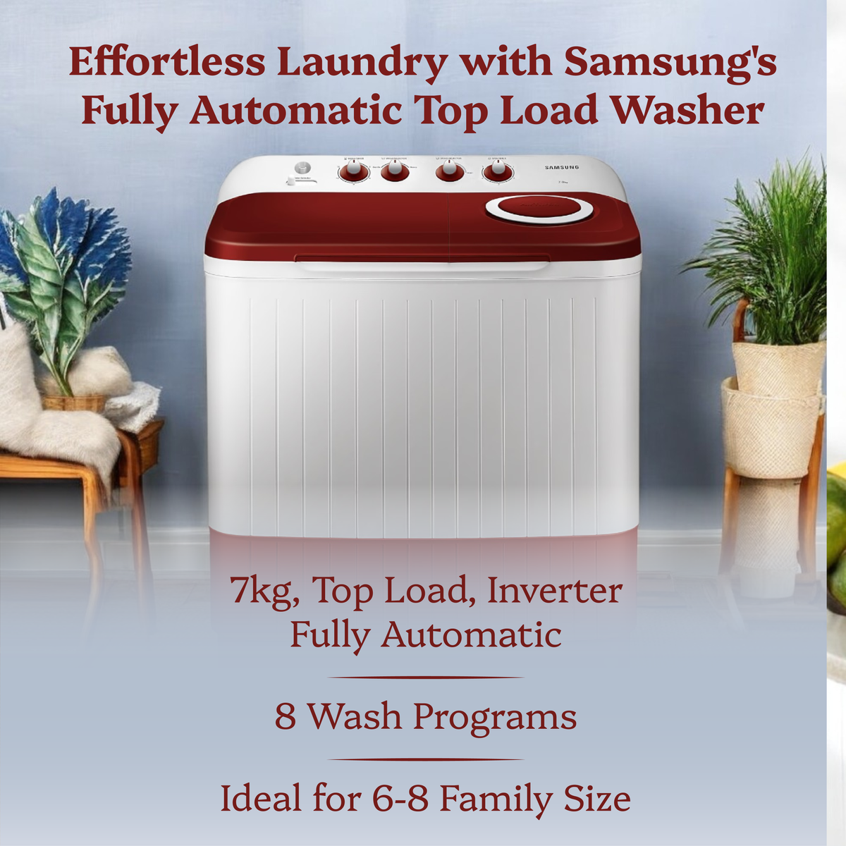 Samsung 7 kg 5 Star Semi-Automatic Top Load Washing Machine (WT70C3000 ...