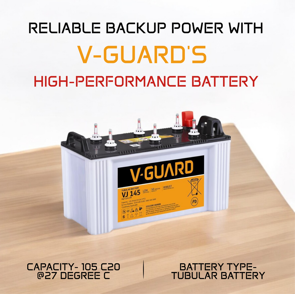 V-Guard Battery VJ145 - 135Ah – Aspire & Innovative Webstore